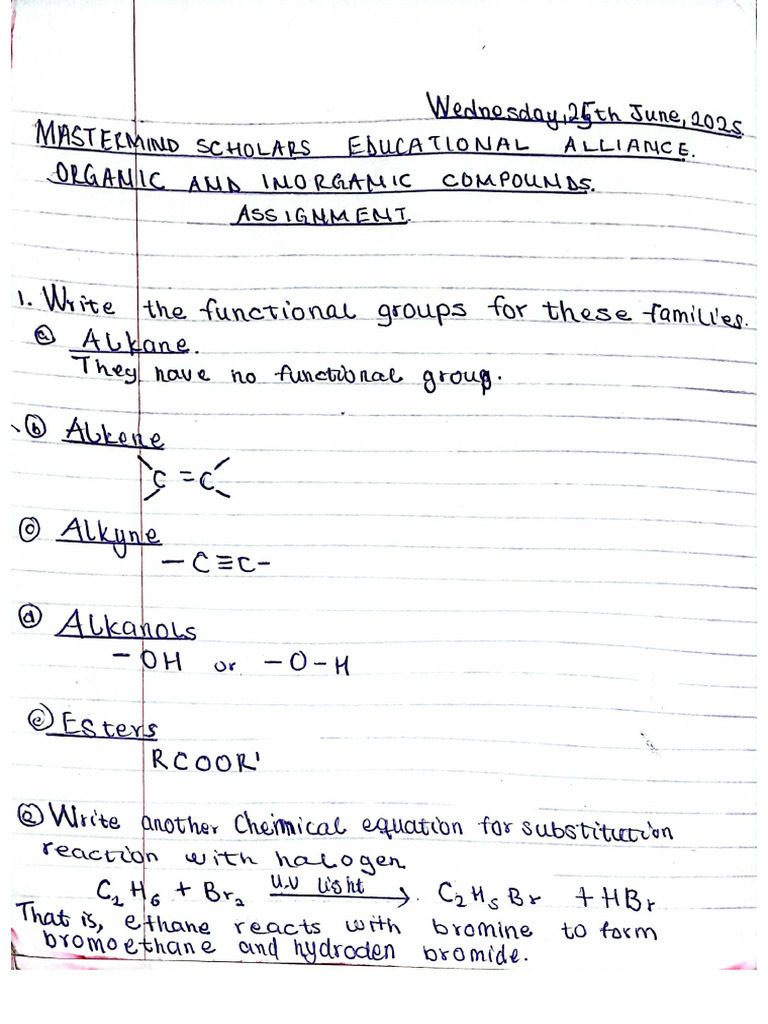 Mills Michael - Organic and Inorganic Compounds Assignment. | PDF
