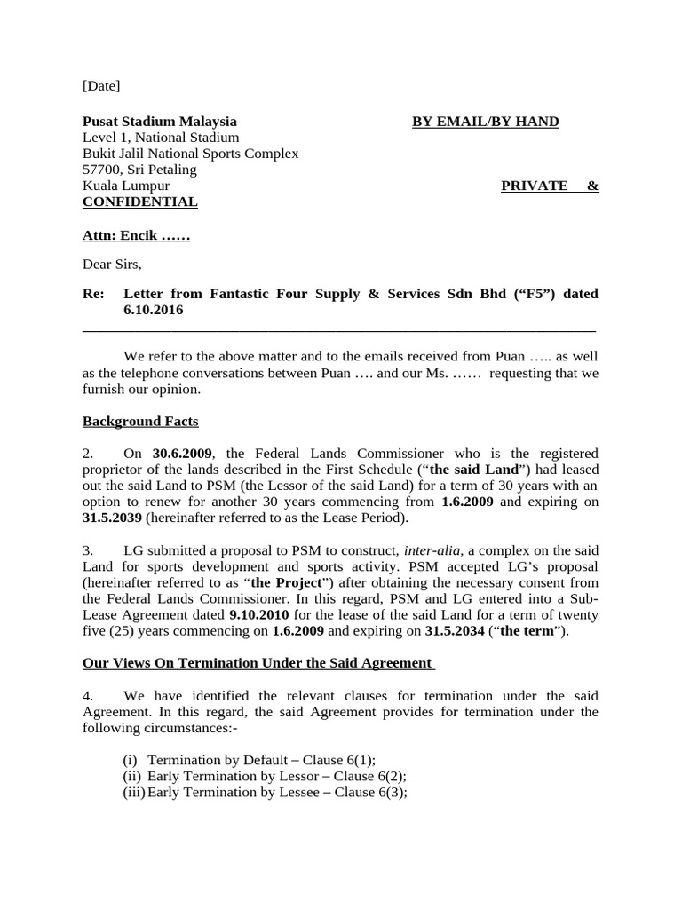 Example 2 Opinion Letter OWContract | PDF | Lease | Business Law