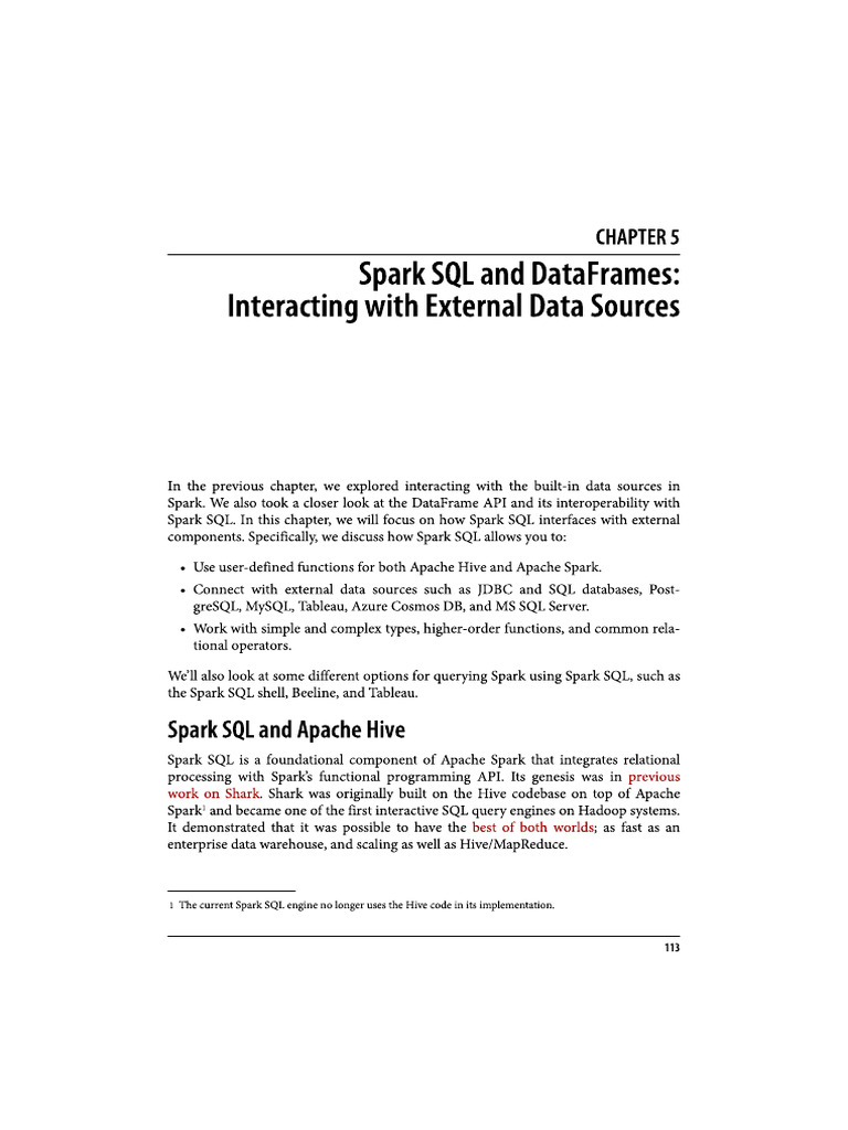 Learning Spark - Chapter 5 | PDF