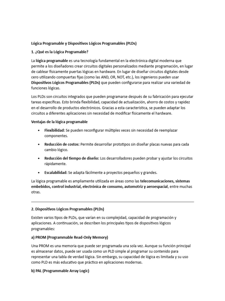 Lógica Programable y Dispositivos PLD | PDF | Arreglos de compuertas ...