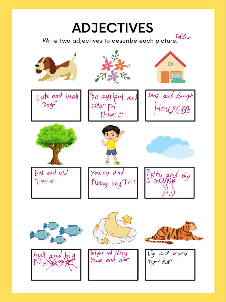 White and Yellow Adjectives Visual Arts Worksheet - 20250715 - 194934 ...