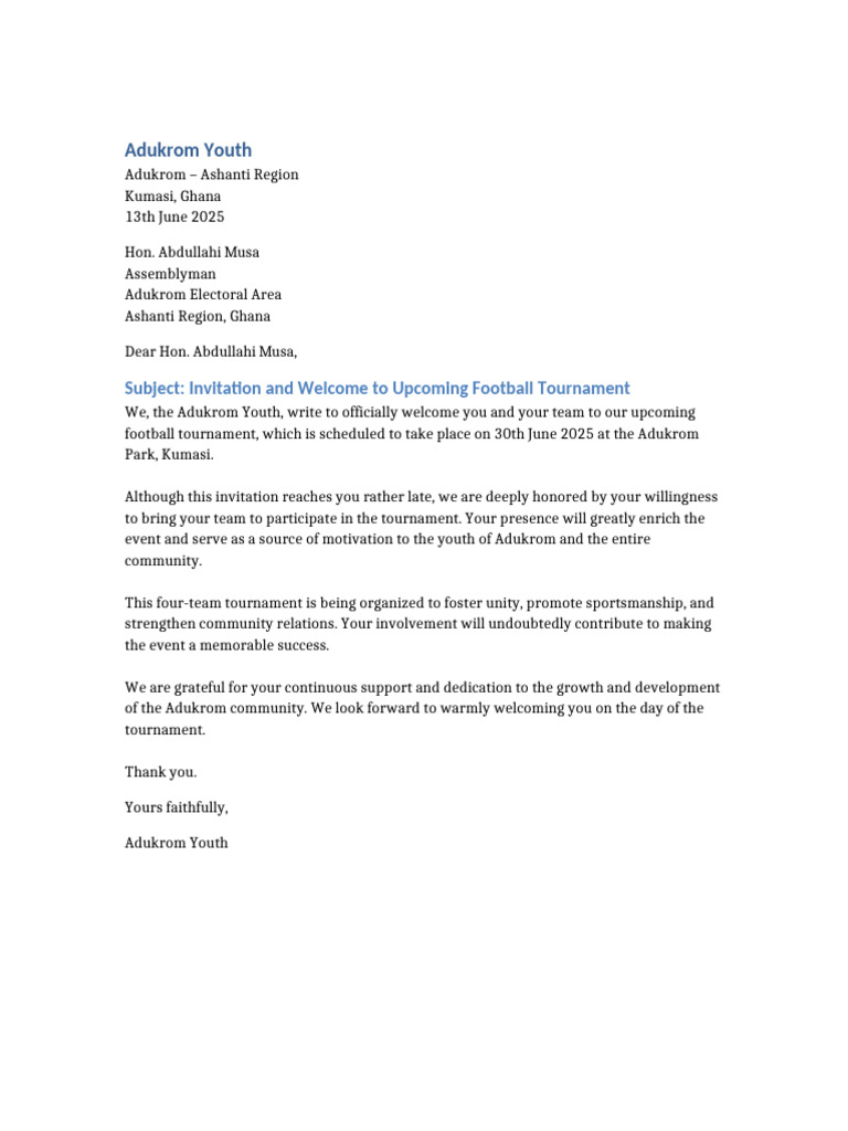 Invitation To Hon Abdullahi Musa | PDF