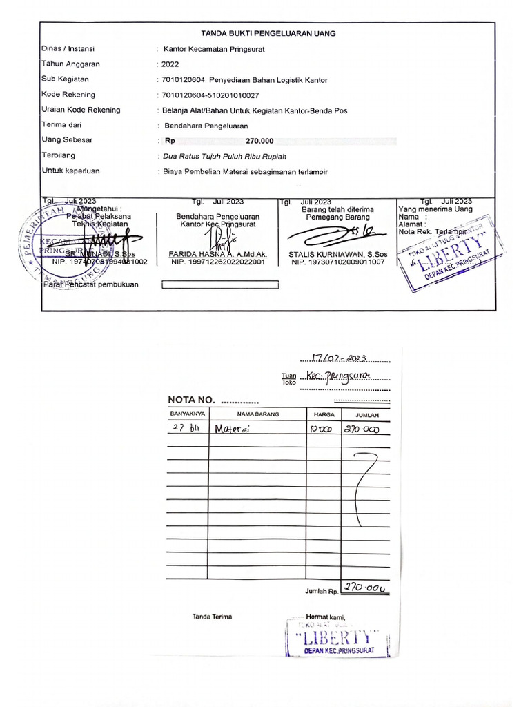 Kwitansi SPJ Materai | PDF