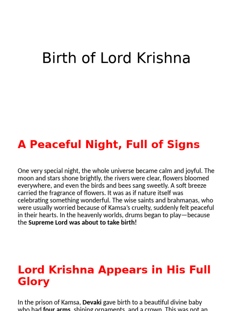 Birth of Lord Krishna: A Divine Celebration | PDF | Forms Of Vishnu