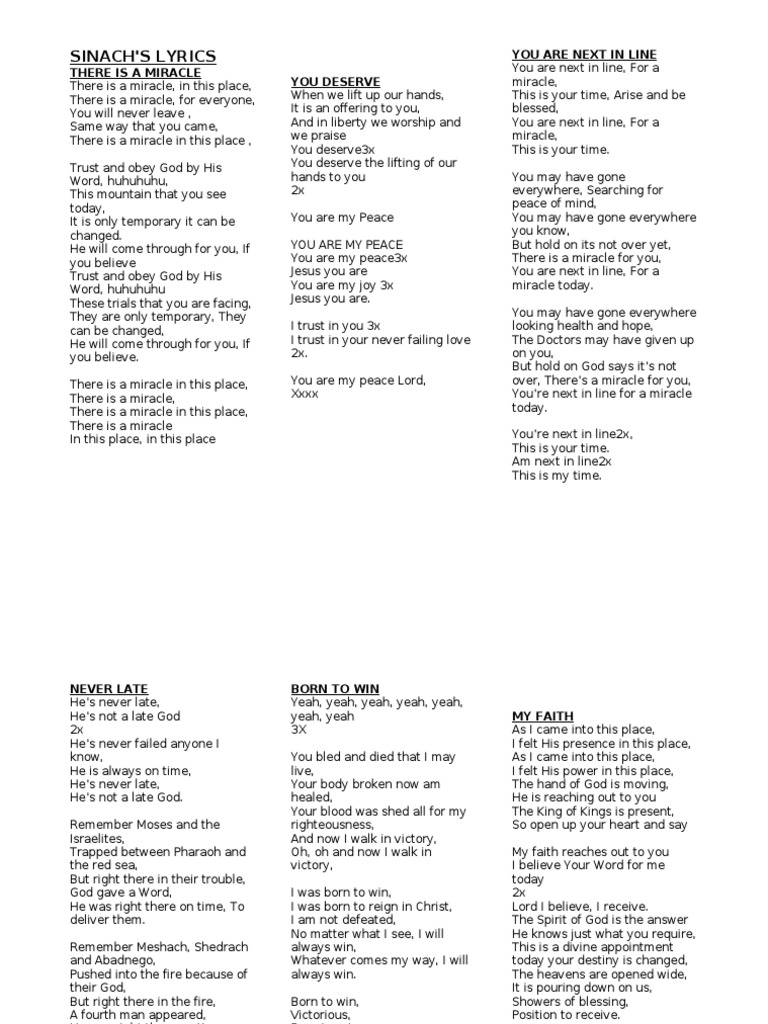 Sinach Lyrics | Miracle | Jesus