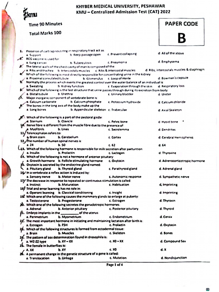 KMUCAT 2022 Paper With Keys by Medico Slides | PDF
