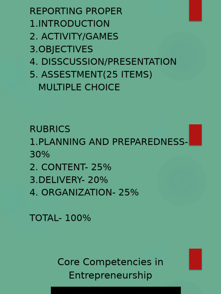 Lesson 2 Entrep Core Competencies | PDF | Entrepreneurship | Swot Analysis