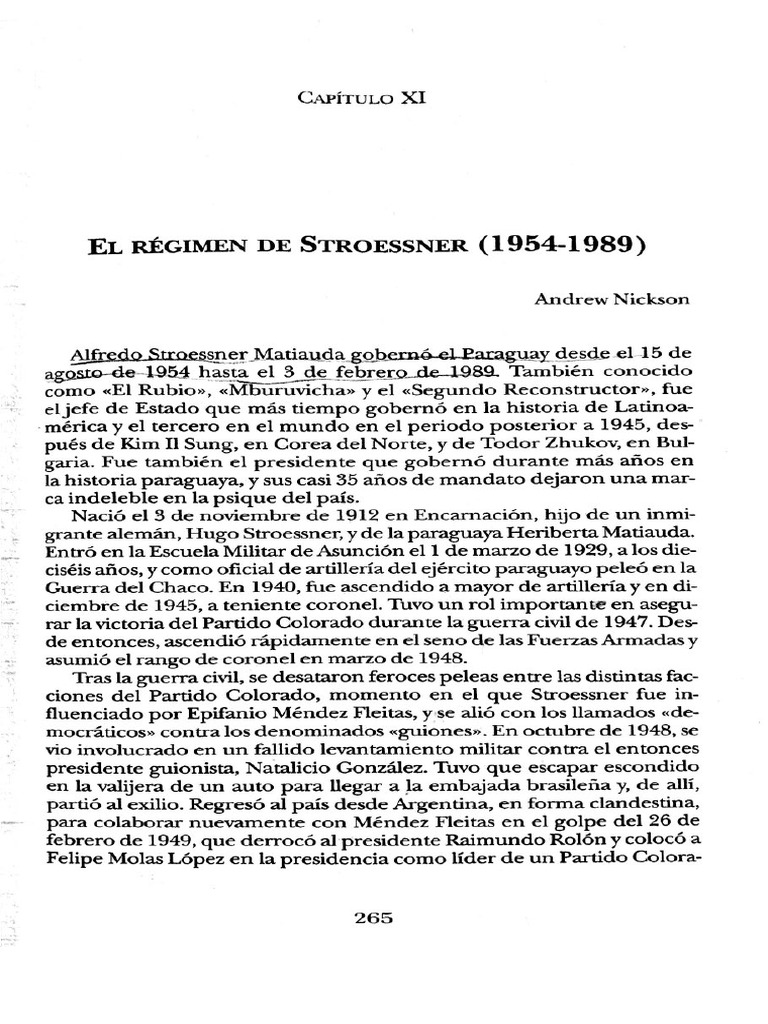 NICKSON Andrew El Regimen de Stroessner | PDF