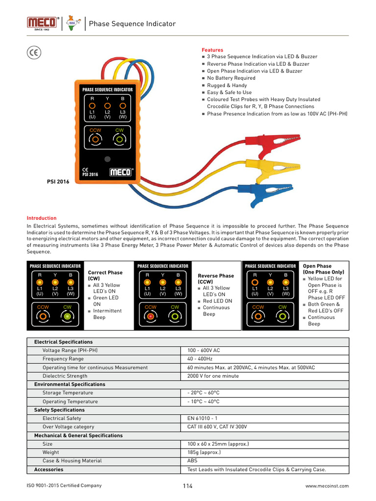 Phase Sequence Indicator Model Psi 2016 268 | PDF | Power (Physics ...