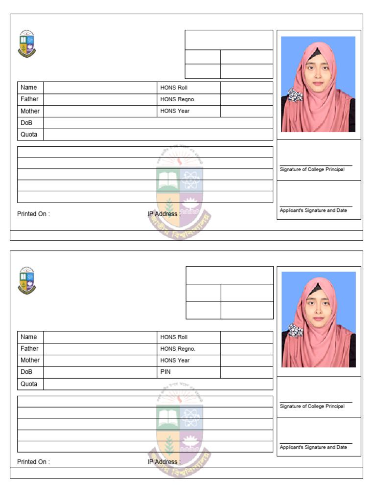 Masters Admission Application Form | PDF