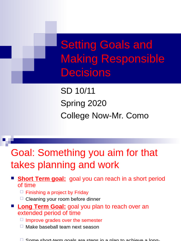 Goal Setting and Decision Making Guide | PDF | Goal | Attitude (Psychology)