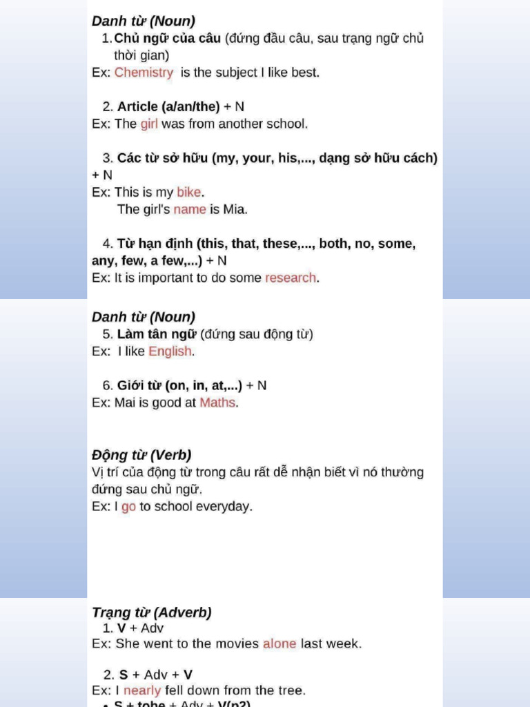 Noun Verb Adjectives Adverb | PDF