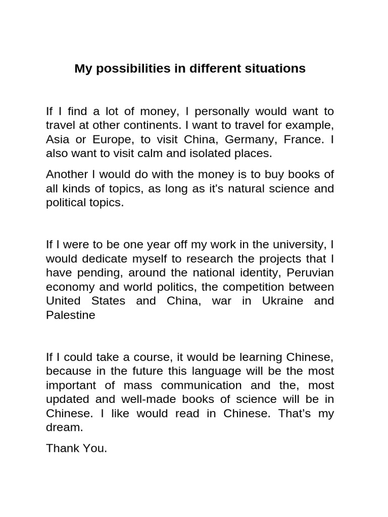 Exploring My Future Possibilities | PDF