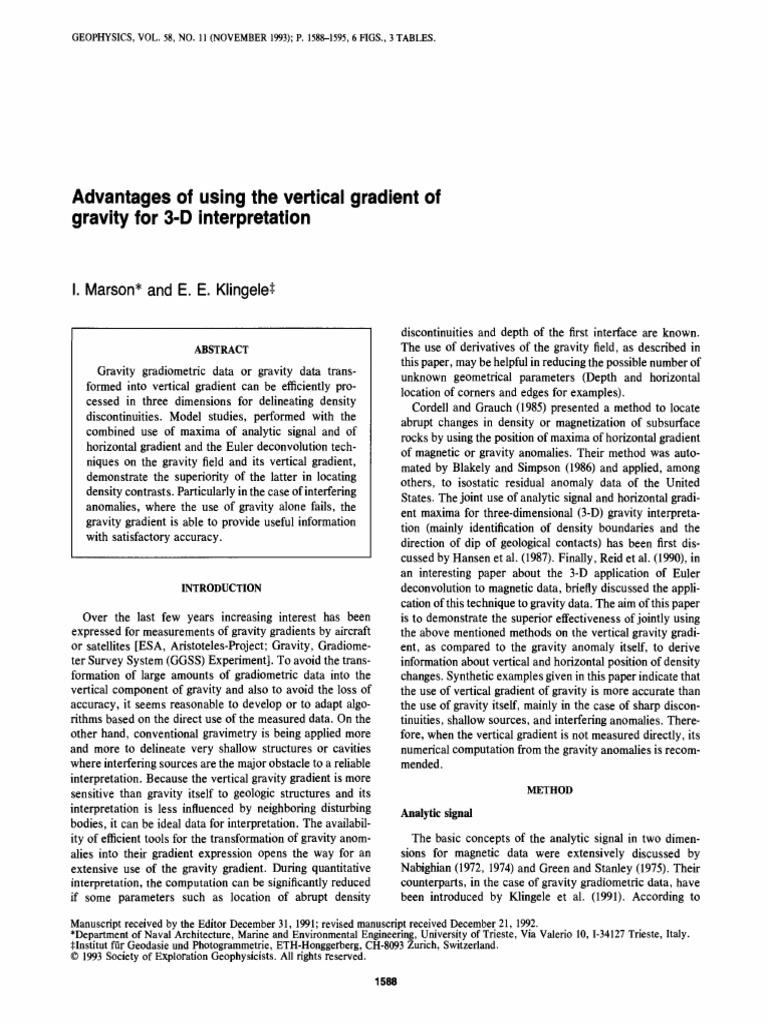 Vertical Gravity Gradient for 3D Geophysics | PDF | Mathematical ...