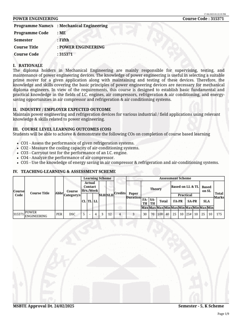 Power Engineering Course Overview 315371 | PDF | Building Automation ...