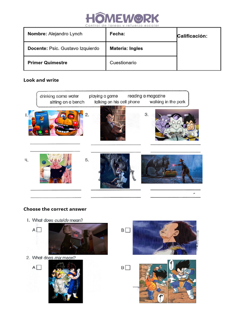 Cuestionarios de Ingles Adaptados | PDF