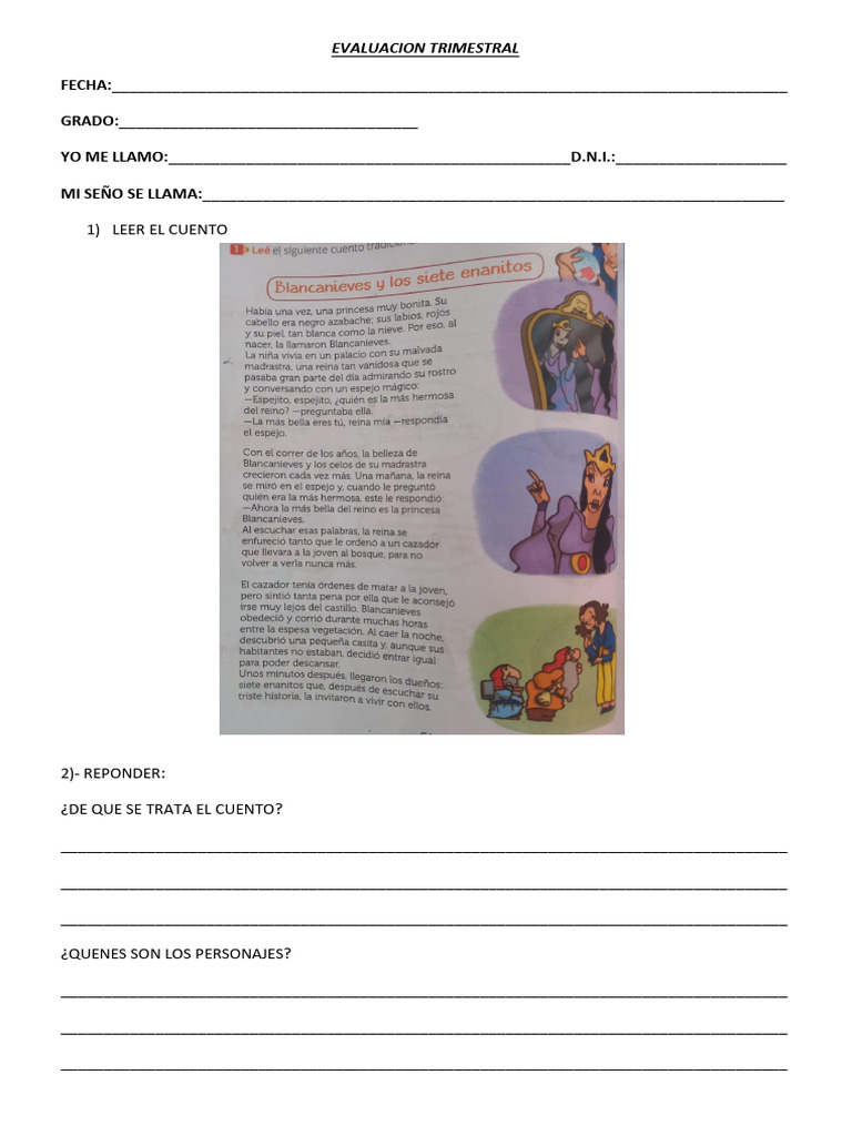 Evaluacion Trimestral Sara | PDF | Mecánica del lenguaje | Morfología Lingüística