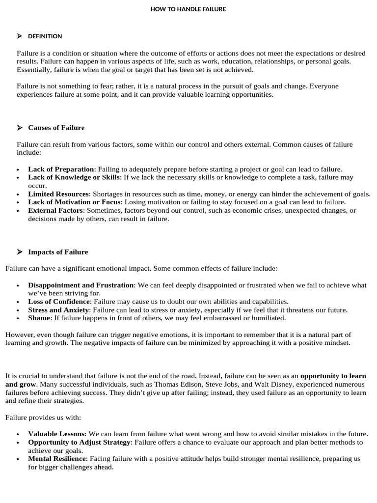 Strategies for Handling Failure | PDF | Motivational | Motivation