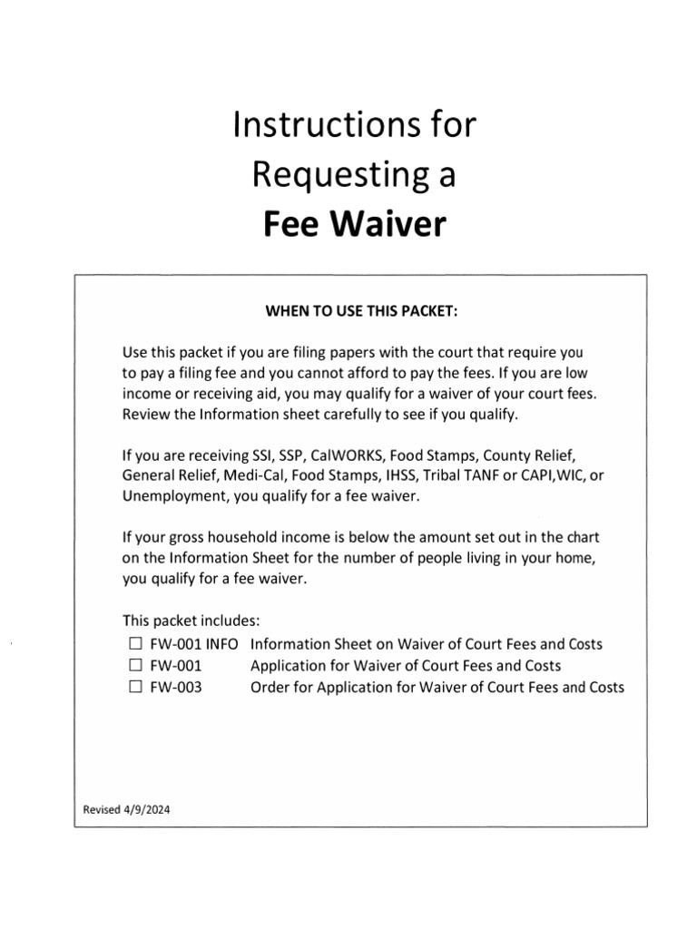 PDF Fee Waivers | PDF