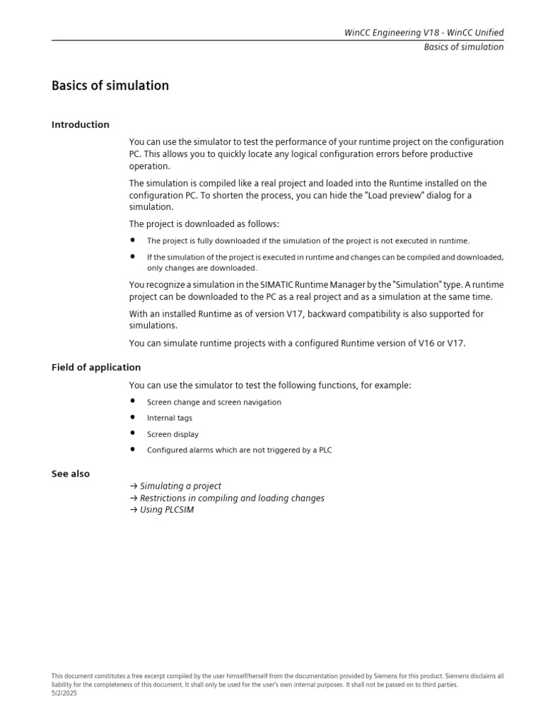 WinCC Engineering V18 - WinCC Unified - Basics of Simulation | PDF ...