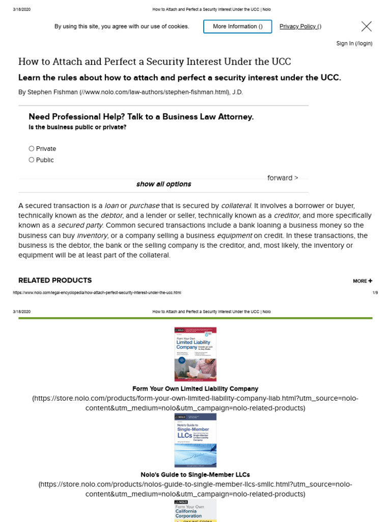 How To Attach and Perfect A Security Interest Under The UCC - Nolo | PDF | Security Interest ...