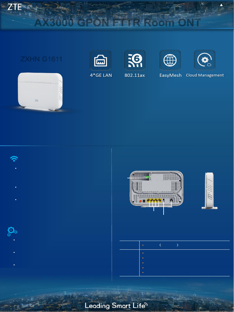 FTTR Room ONT G1611 Datasheet | PDF | Wi Fi | I Pv6