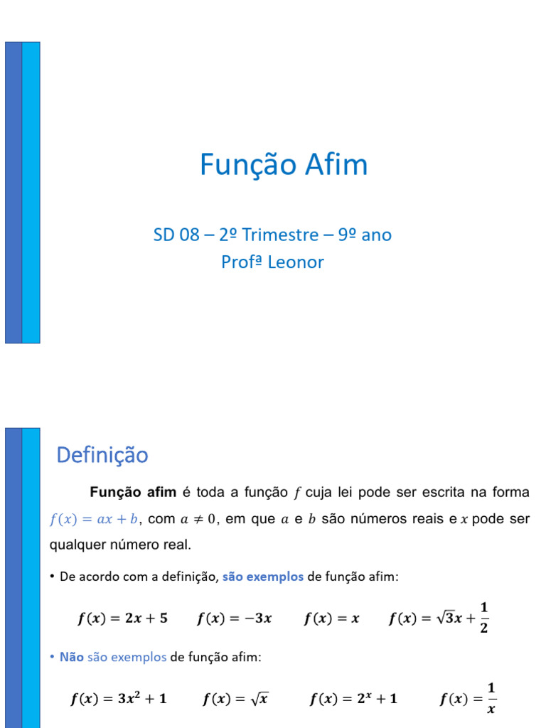 Entendendo a Função Afim: Definições e Exemplos | PDF | Função ...