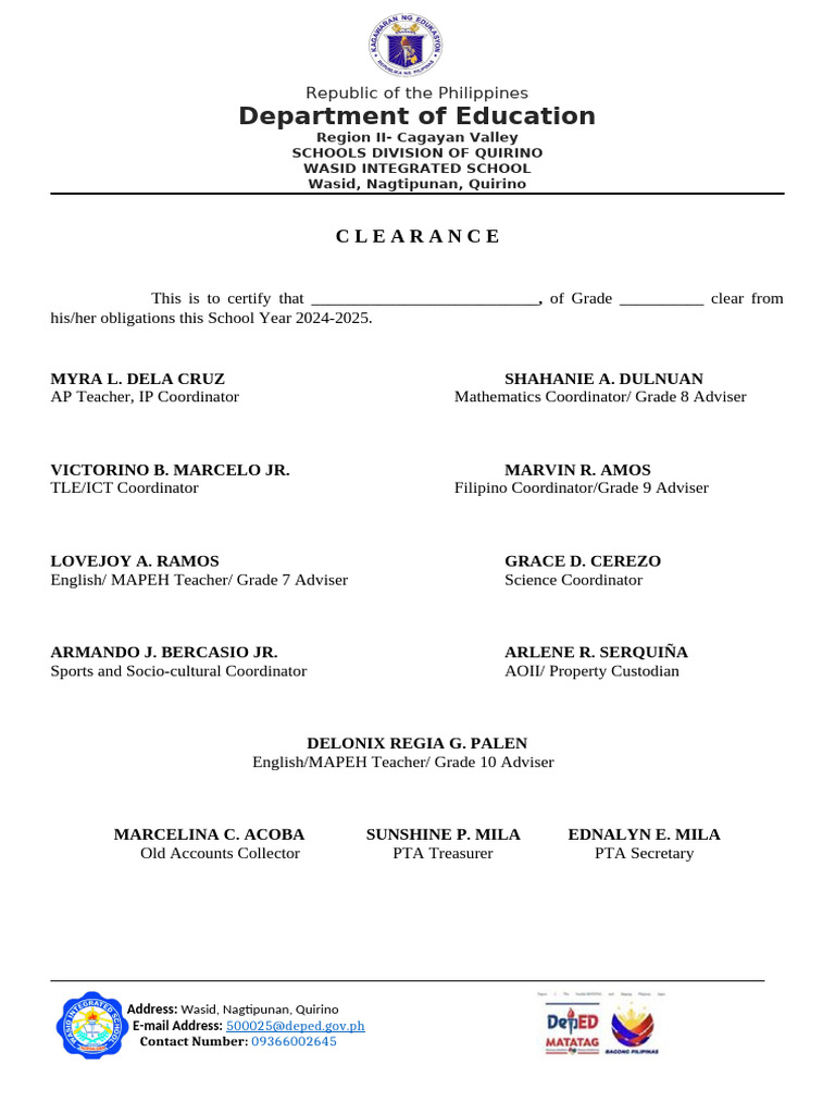 School Clearance | PDF