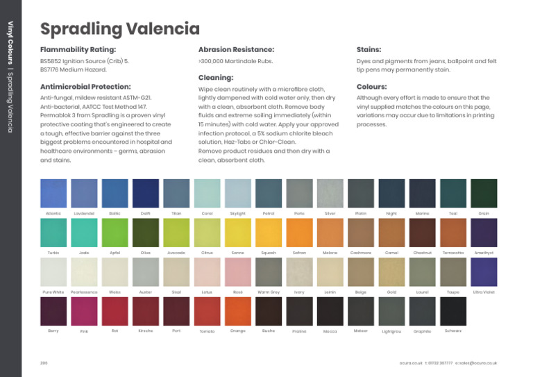 Spradling Valencia Colour Options | PDF