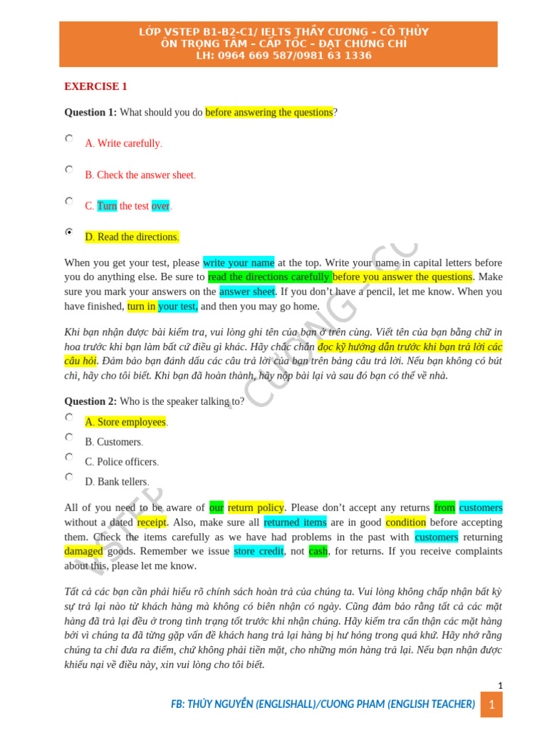 Tapescript For VSTEP Listening Practice Part1 | PDF