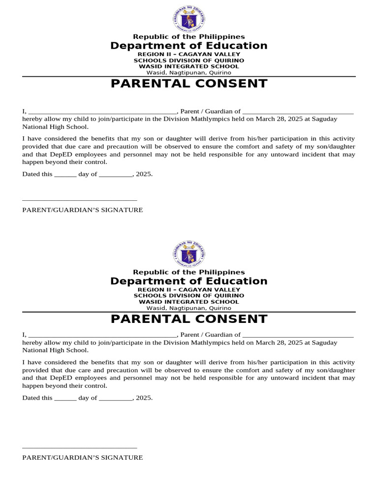 Parental Consent | PDF