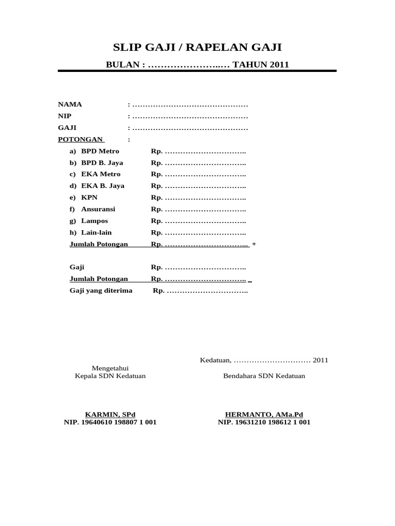 Contoh Slip Gaji Guru 2011 | PDF