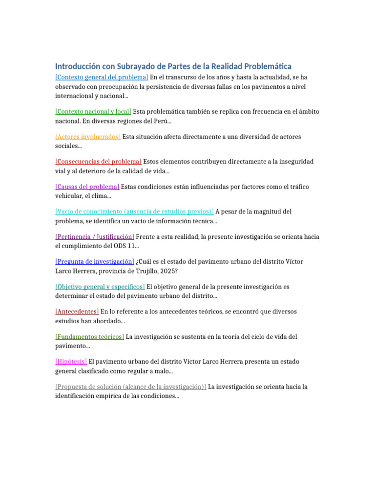 Introducción Realidad Problemática Subrayada | PDF