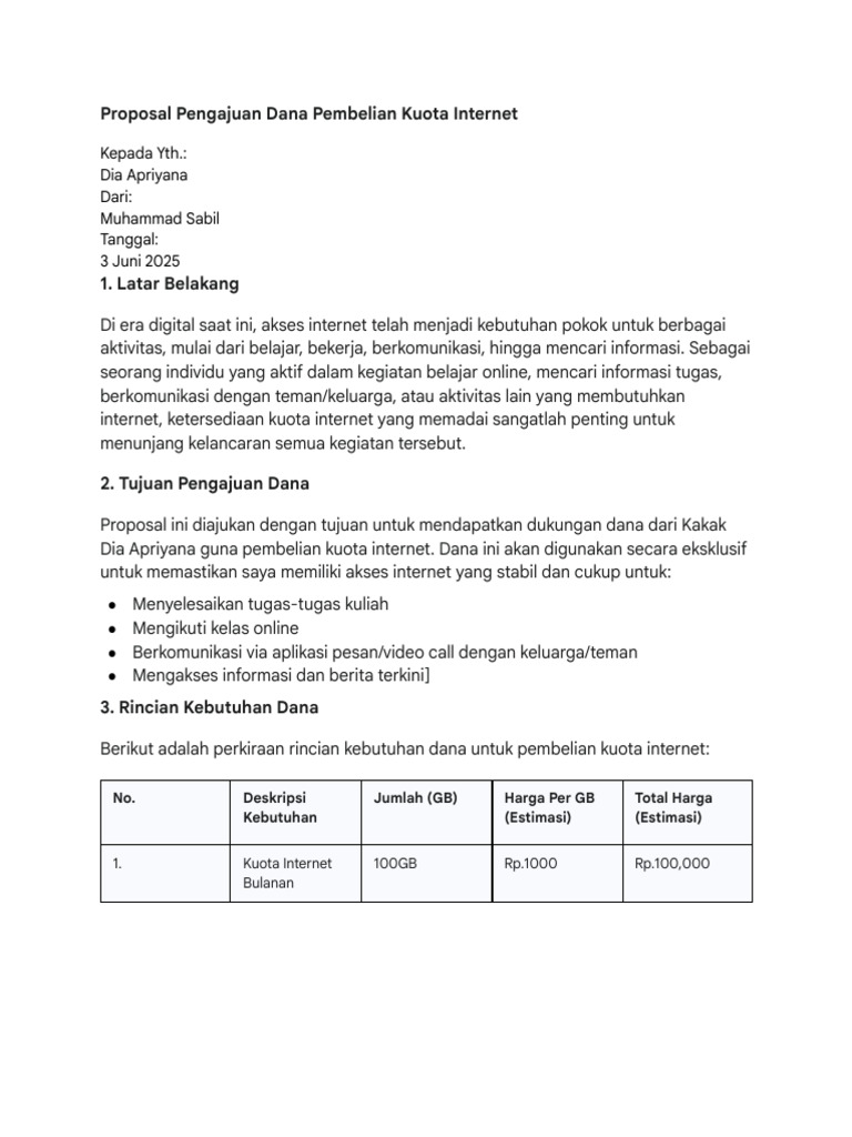 Proposal Pengajuan Dana | PDF