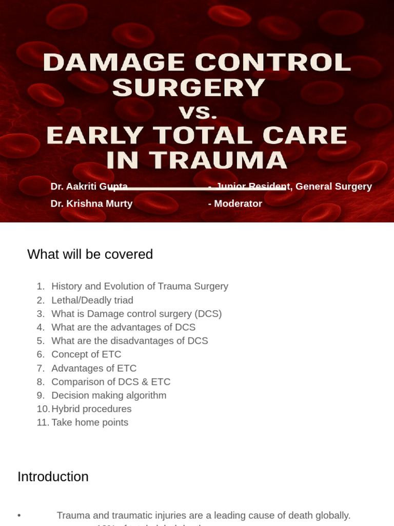Damage Control vs. Early Total Care in Trauma | PDF | Clinical Medicine ...