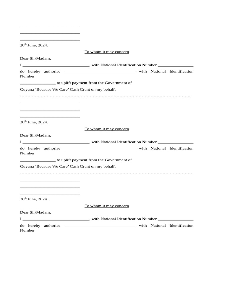 Cash Grant Authorisation | PDF