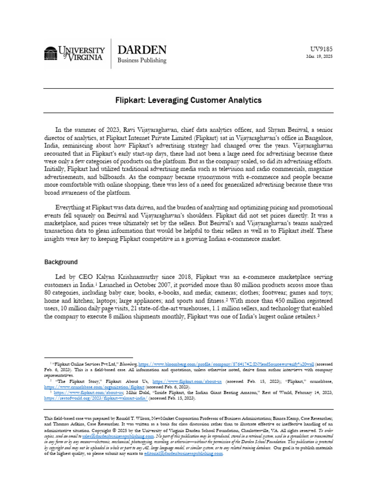Flipkart Analytics Case Study | PDF | E Commerce | Business