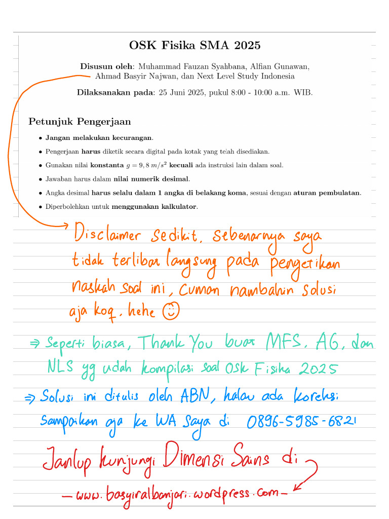 Solusi OSK Fisika SMA 2025-3 | PDF