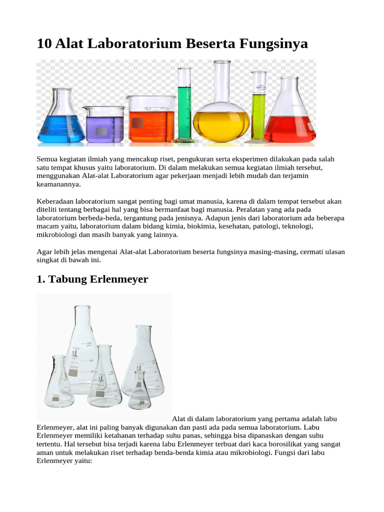 10 Alat Laboratorium Beserta Fungsinya | PDF