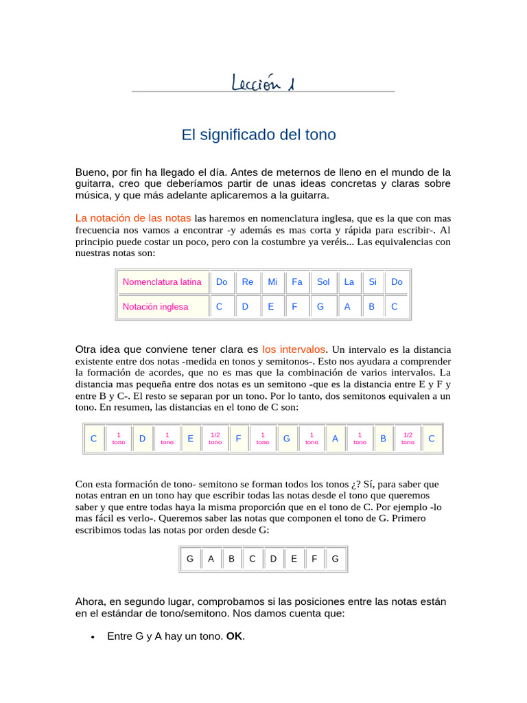 Lecciones Básicas de Guitarra y Teoría Musical | PDF | Acorde (Música ...