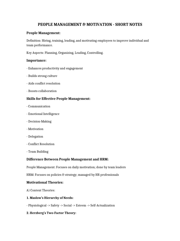 People Management Short Notes | PDF