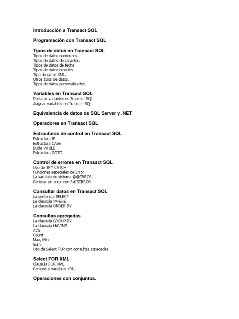 Transact Sql Descargar Gratis Pdf Sql Tabla Base De Datos