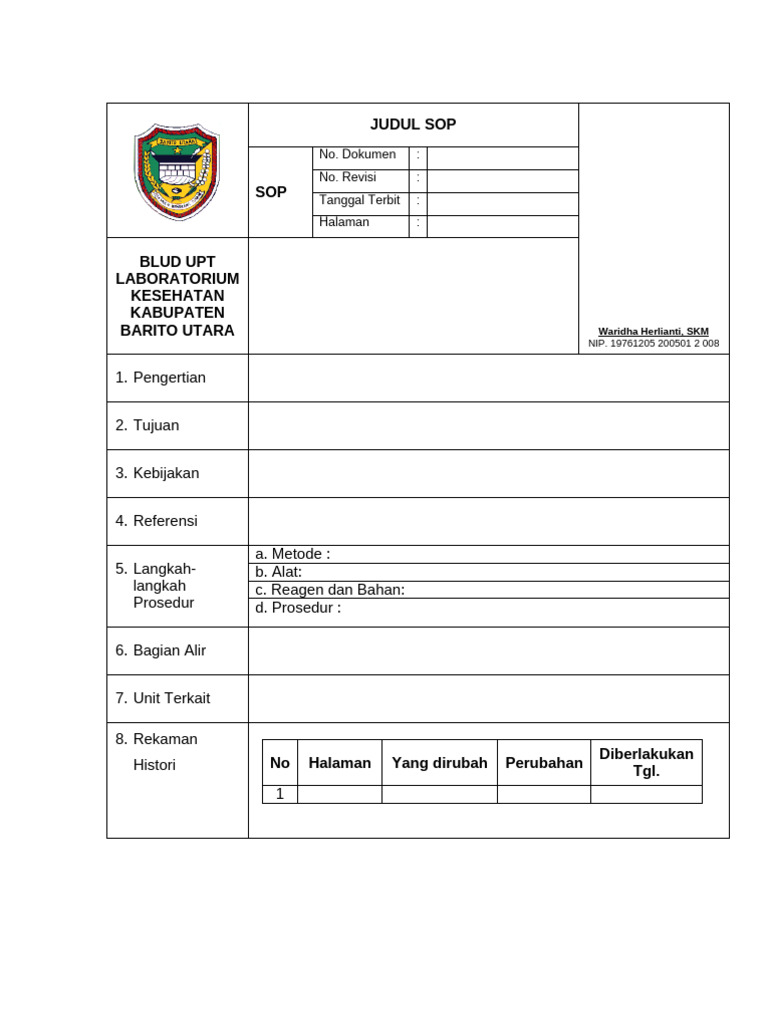 Format SOP Labkesda Barut - Pemeriksaan Laboratorium | PDF
