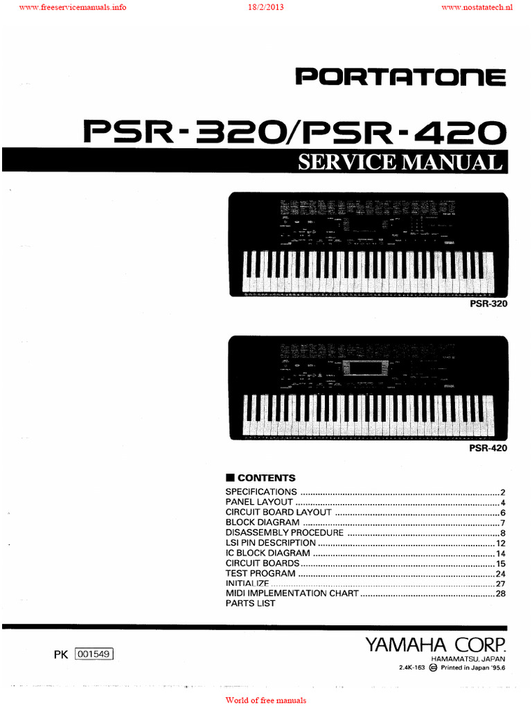 Yamaha psr-320 - 420 Portatone | PDF