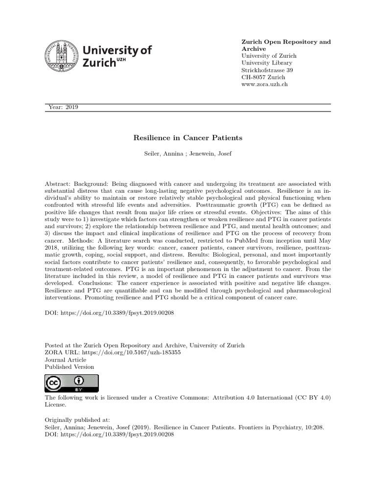 Resilience in Cancer Patients | PDF | Psychological Resilience | Grief
