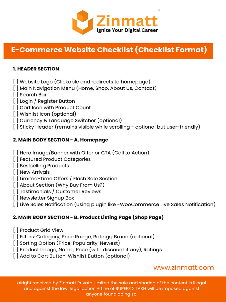 E-Commerce Website Setup Checklist | PDF | Point Of Sale | Word Press
