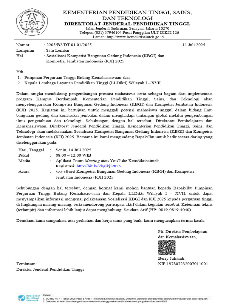 Undangan Sosialisasi KBGI-KJI 2025 - Peserta (FIX) - REV.1 | PDF
