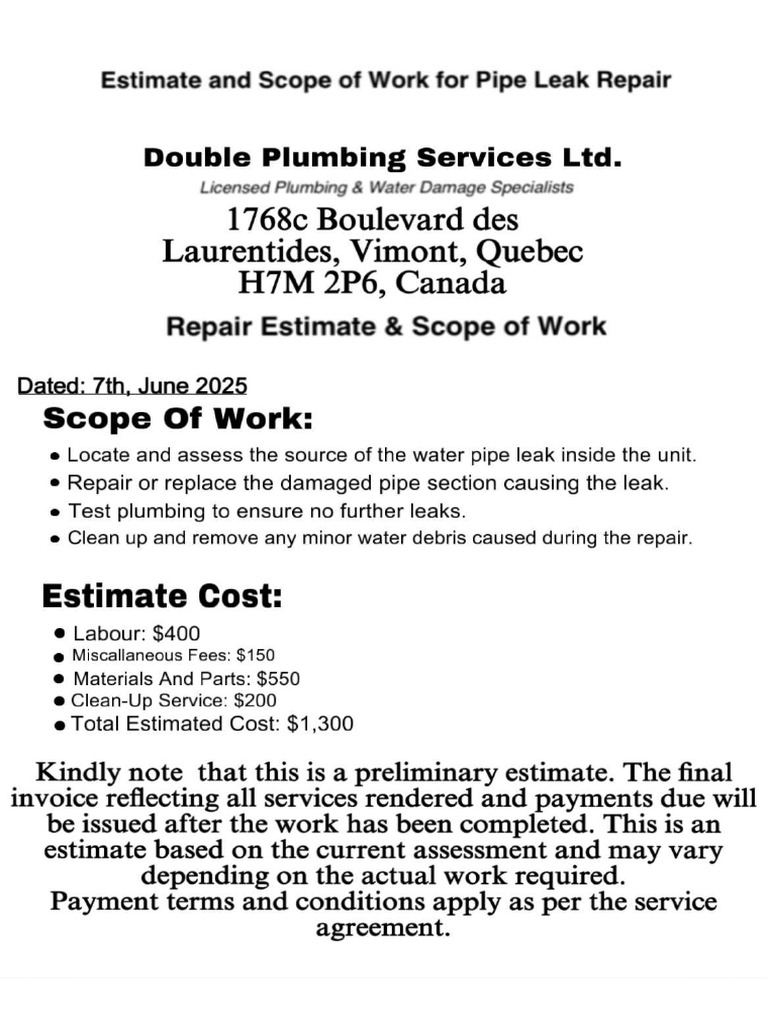 ROOF LEAKAGE-preliminary Estimate | PDF