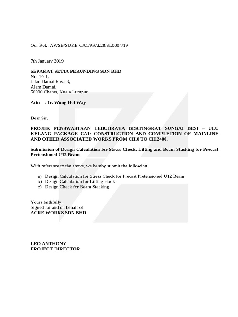 SL0004 - 19 Design Calculation For U-Beam | PDF