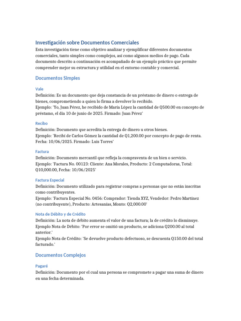 Documentos Comerciales Investigacion | PDF | Factura | Business